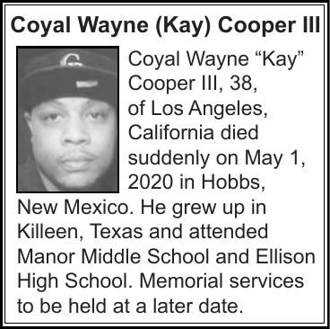Coyal Wayne (Kay) Cooper III | Obituaries | kdhnews.com