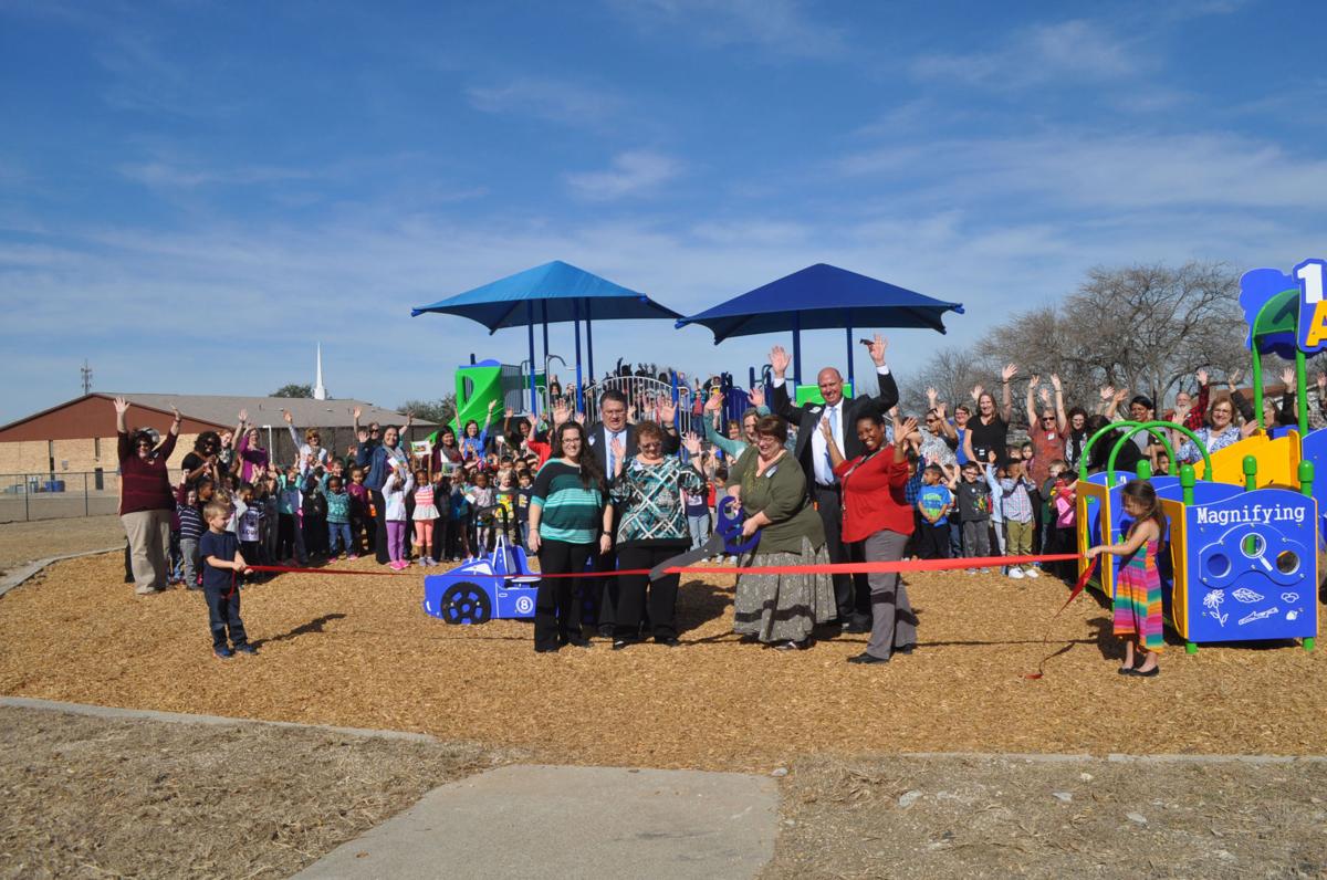 Mae Stevens students excited as ribbon cut on new playground ...