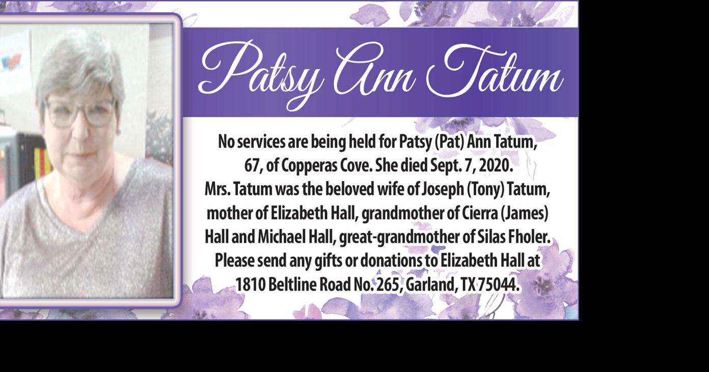 Patsy Ann Tatum | Obituaries | kdhnews.com