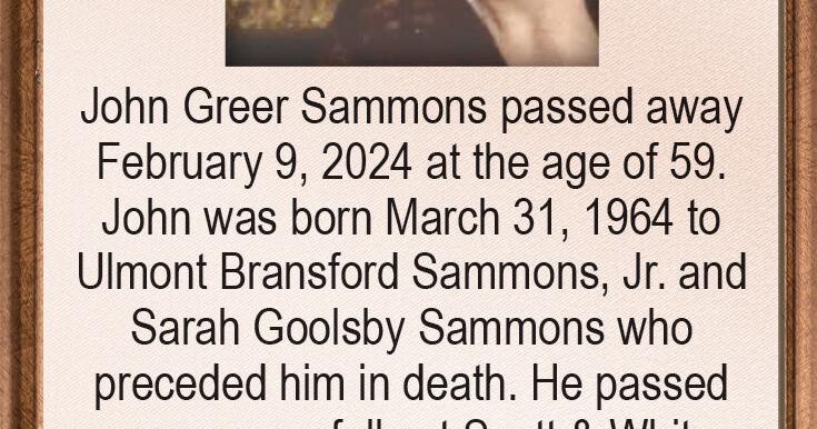 John Greer Sammons | Obituaries | kdhnews.com