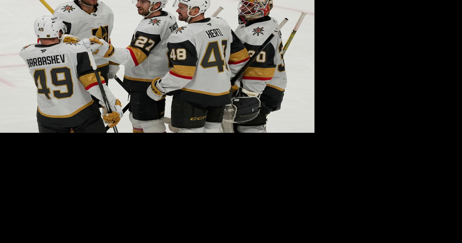 Hertl scores twice in 5-point game, Golden Knights beat Sharks 7-2 for ...