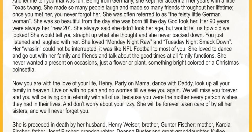 RUTH WEISER | Obituaries | kdhnews.com