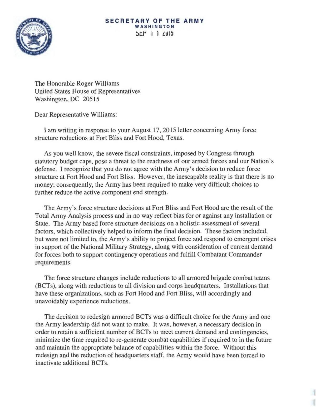 Letter From Sec Of Army John McHugh To Members Of Congress Kdhnews letter-from-sec-of-army-john-mchugh-to-members-of-congress-kdhnews