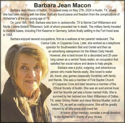 Barbara Jean Macon | Obituaries | kdhnews.com