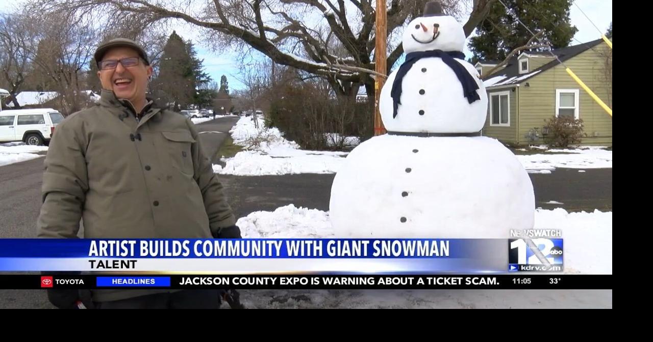 Giant snowman brings cheer to Southern Oregon snowstorm | Video | kdrv.com