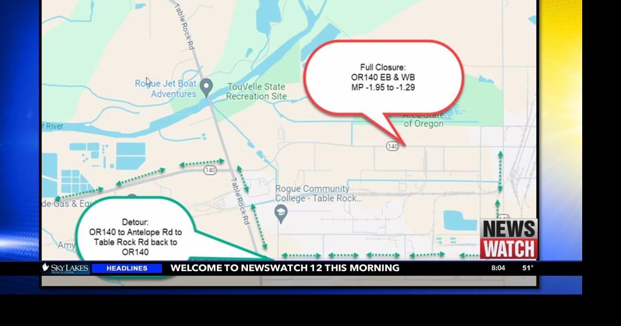 Highway 140 closure in White City begins Monday | Video | kdrv.com