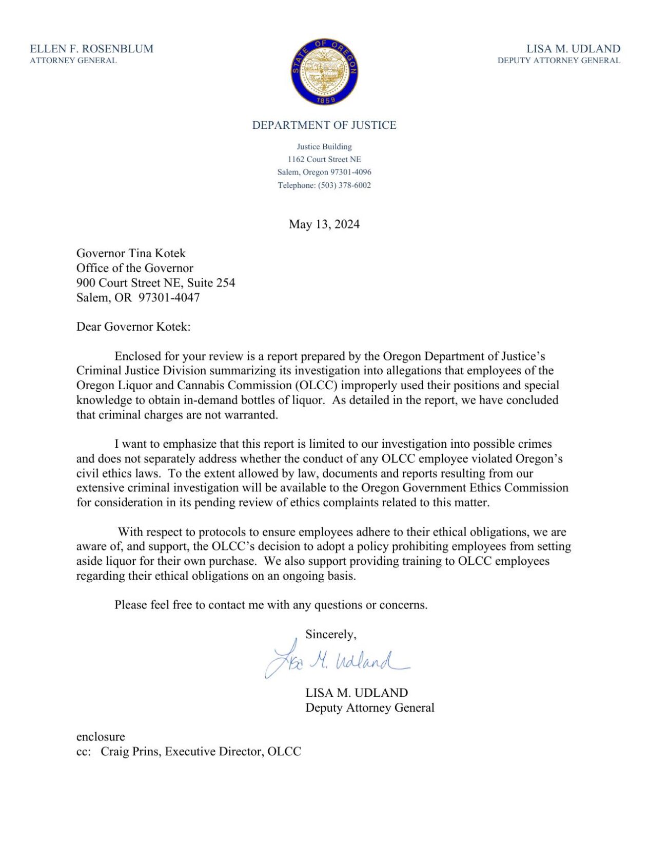 Criminal charges not filed in OLCC investigation | Top Stories | kdrv.com