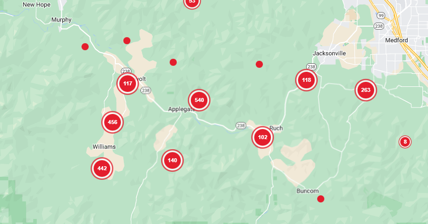 Widespread power outages in parts of Jackson & Josephine County ...