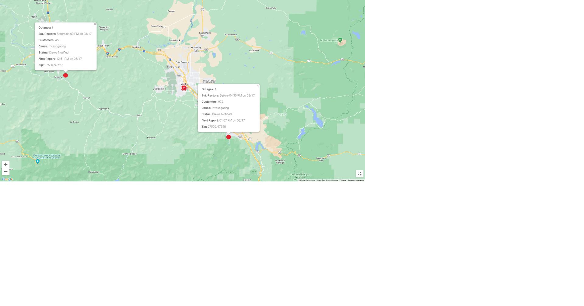 Power outages impacting Jackson County | News | kdrv.com