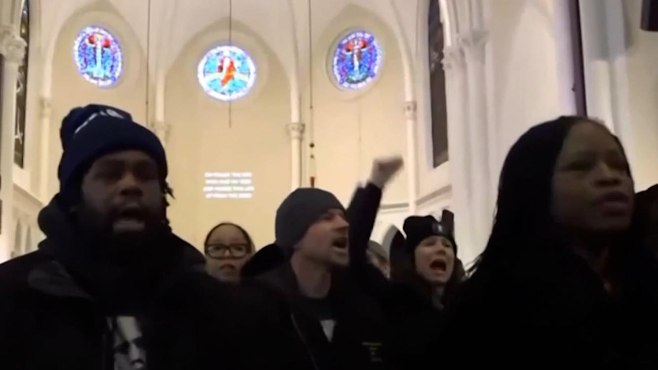 Several people were arrested for protesting at a St. Paul church. Here ...