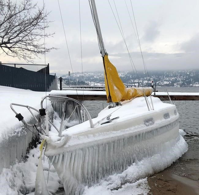 Police look for owner of ice-covered boat found on B.C.'s Okanagan Lake ...