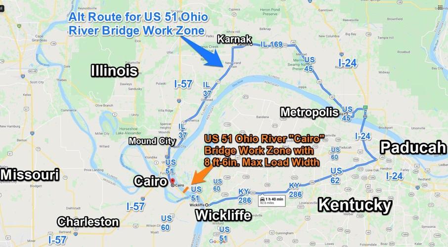 Restricted traffic, 82-mile truck detour for Cairo Bridge maintenance ...