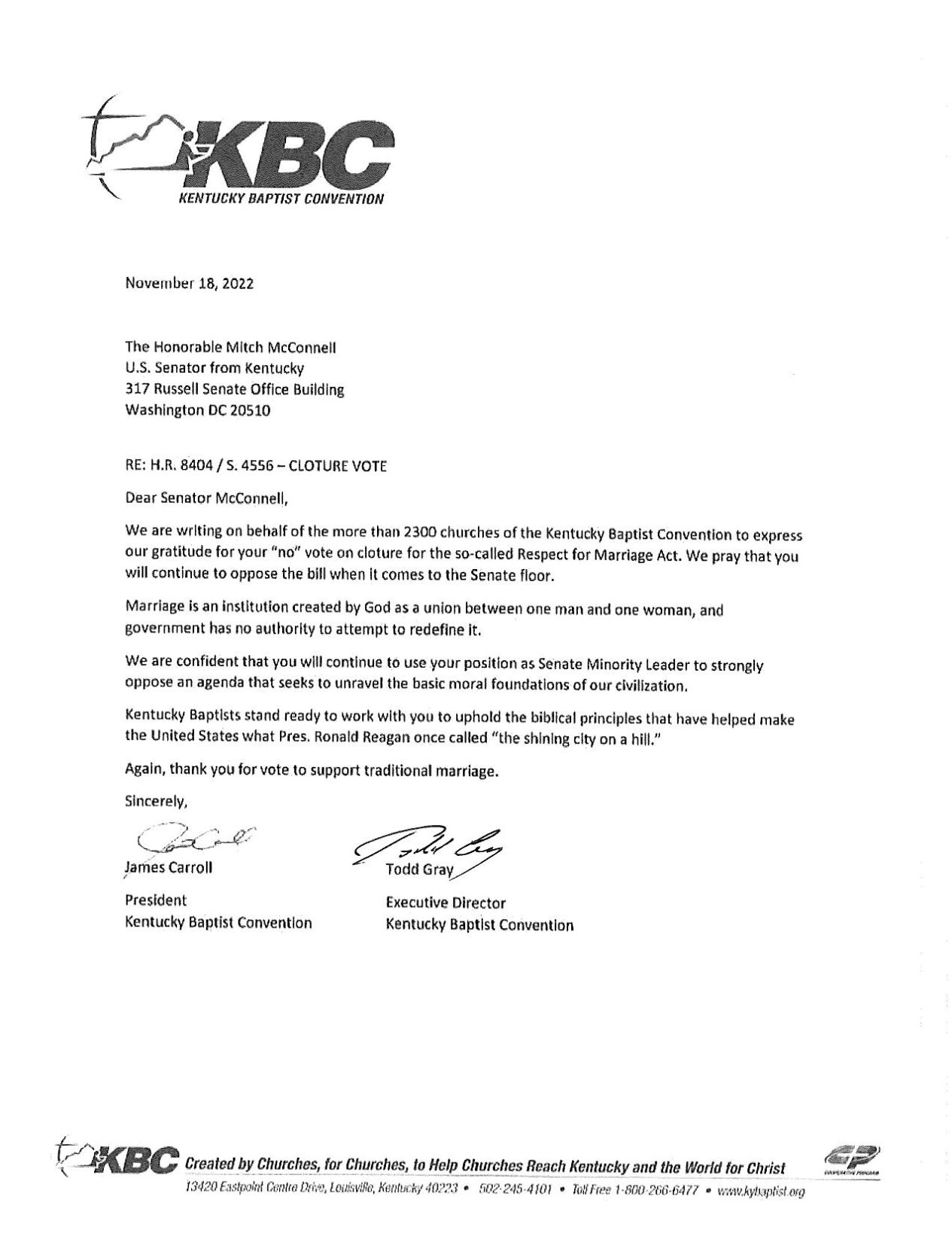 Letter to Sen. Mitch McConnell | | kentuckytoday.com