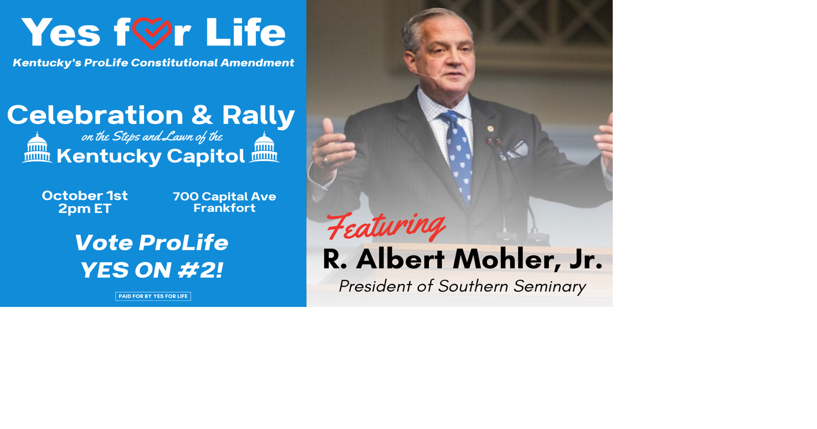 Mohler to urge passage of Yes for Life Amendment at Frankfort rally ...
