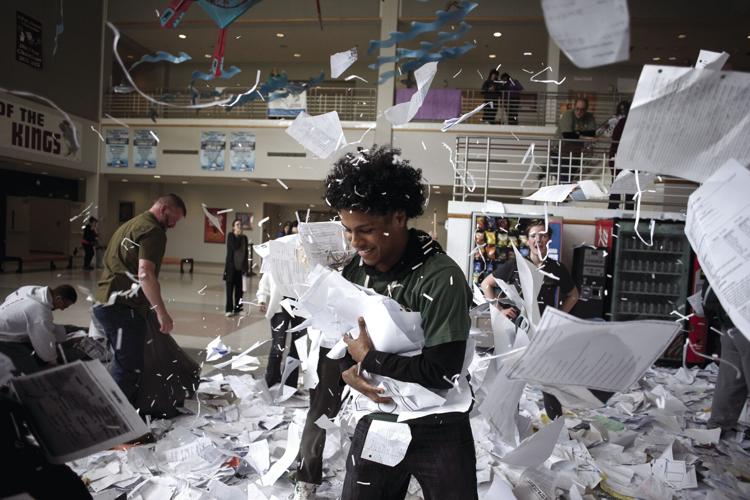 Kayhi seniors celebrate with paper toss | Photos | ketchikandailynews.com
