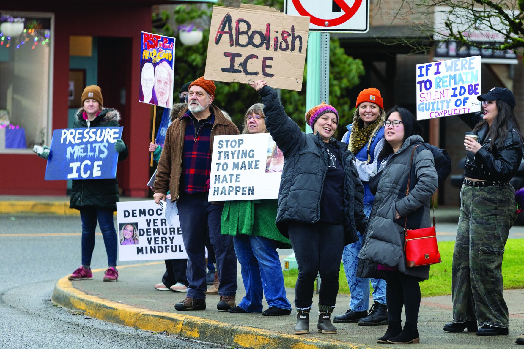 Gathering along Mill Street protests ICE | Local News ...