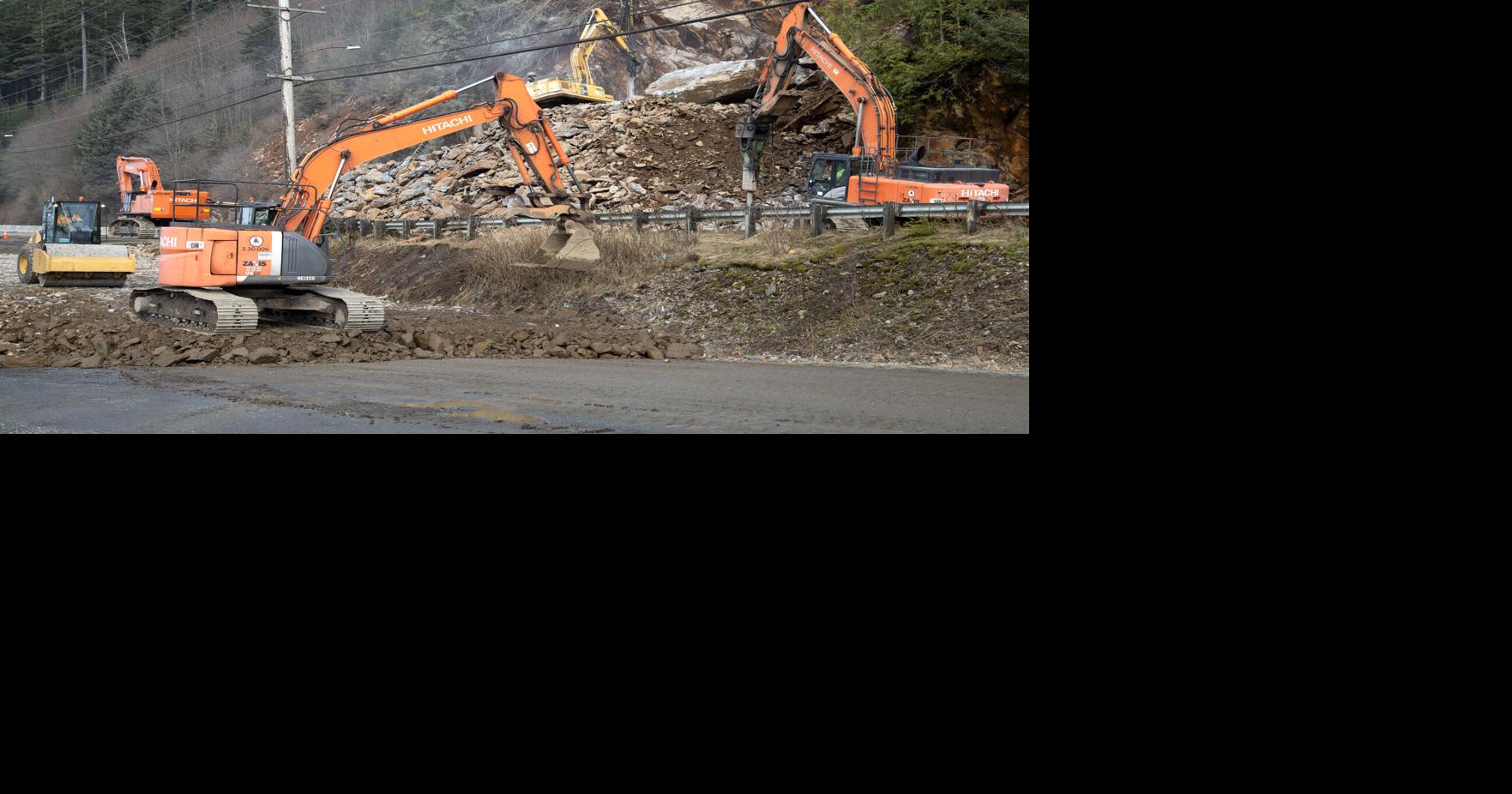 Bypass road constructed; landslide debris removal continues | Photos ...