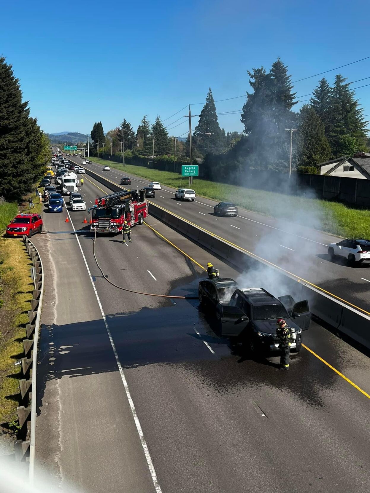 Vehicle fire temporarily slows traffic on westbound Beltline in Eugene ...