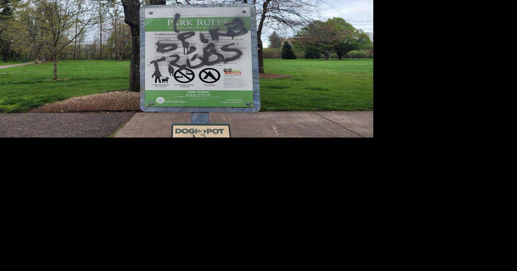 Graffiti at Eugene's Alton Baker Park calls to "spike trees" | News ...