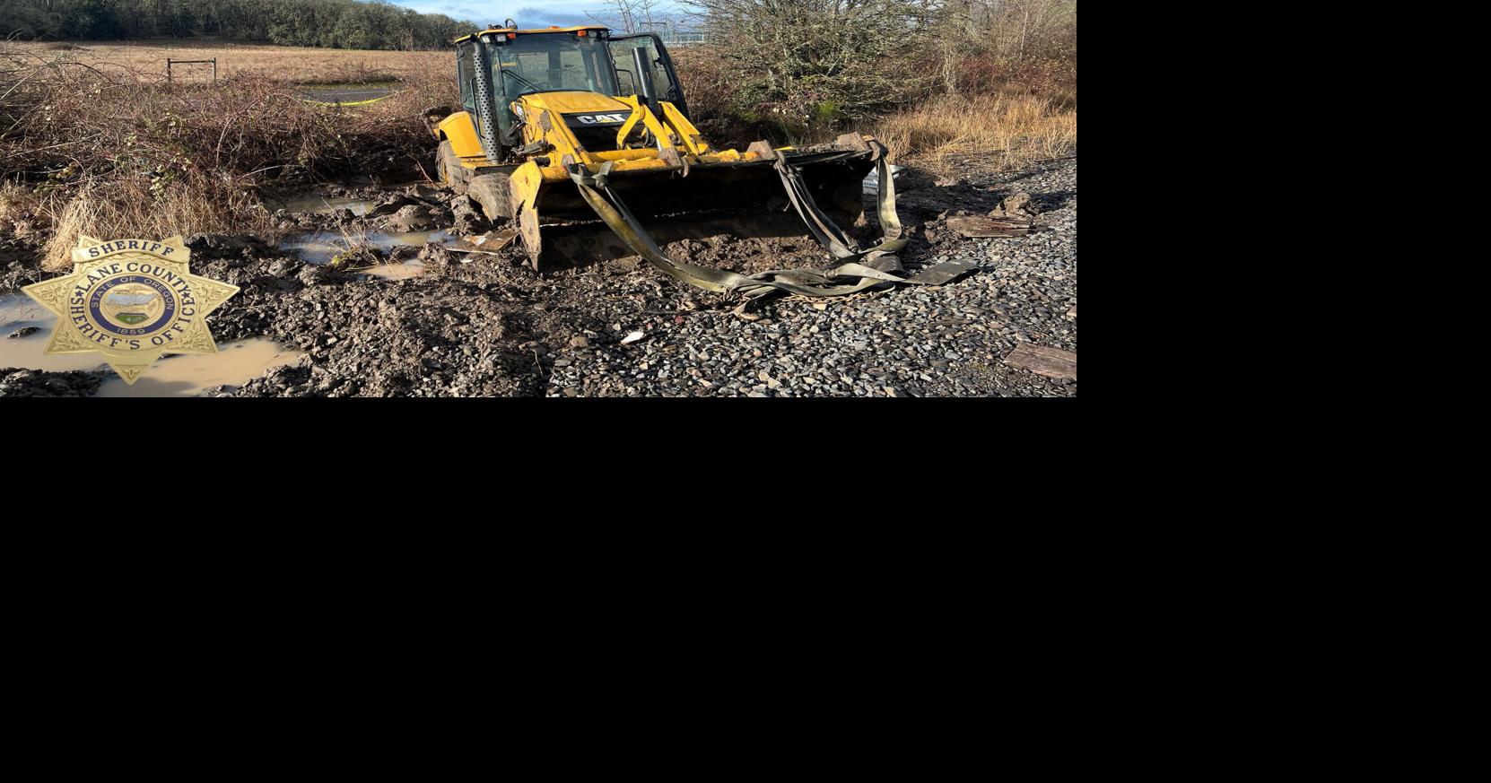Stolen backhoe found abandoned, stuck in mud in west Eugene, deputies ...