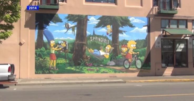 Downtown Springfield marks 10 years for its Simpsons-themed mural ...