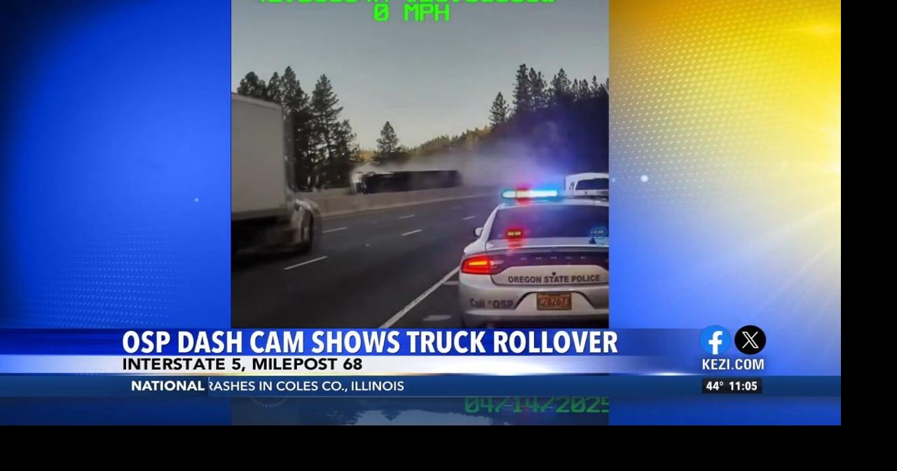 OSP dash cam footage shows semi truck rollover | Video | kezi.com