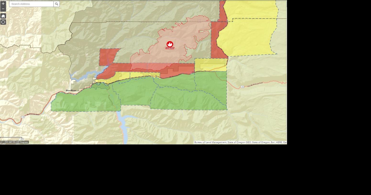 Lookout Fire evacuation areas updated with reduction to Level 2 (Be Set ...