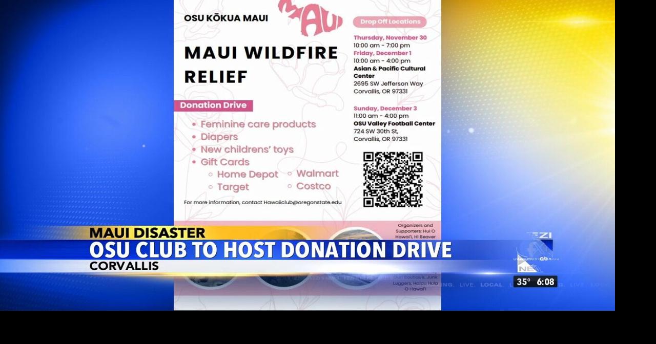 OSU club to host Maui wildfire relief donation drive | Video | kezi.com