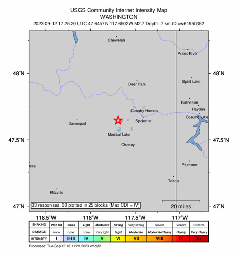 2.7 magnitude earthquake occurred near Fairchild Air Force Base this ...