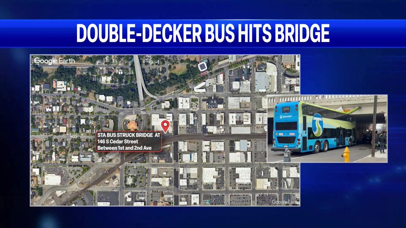 bus hits bridge