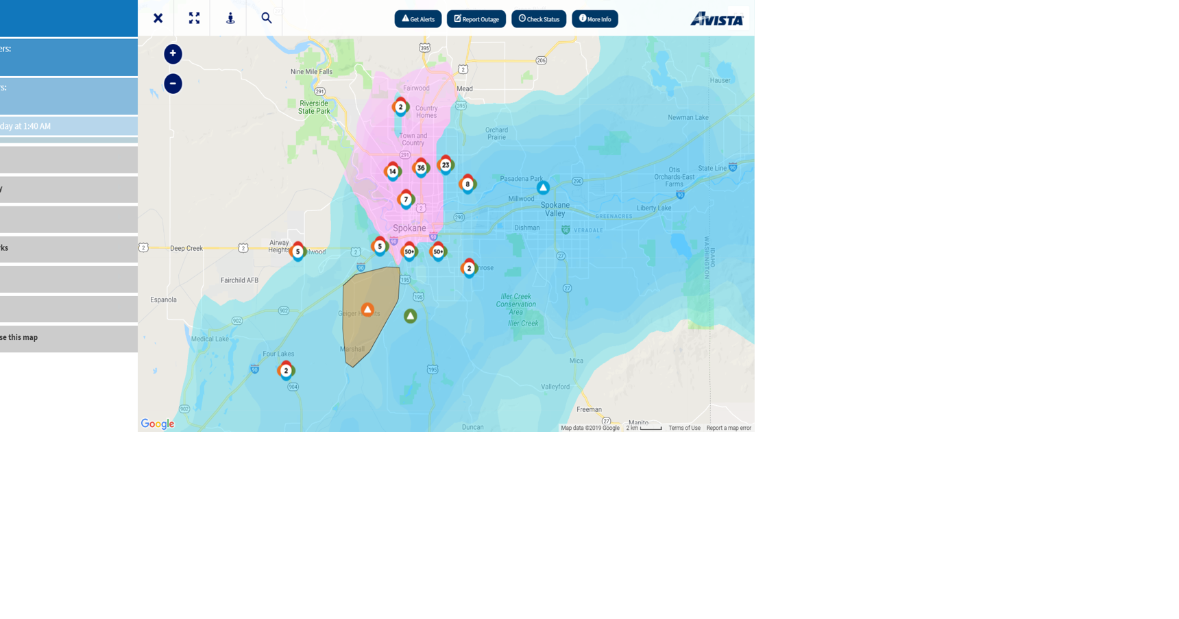 Avista Outage Map October 9 | | khq.com
