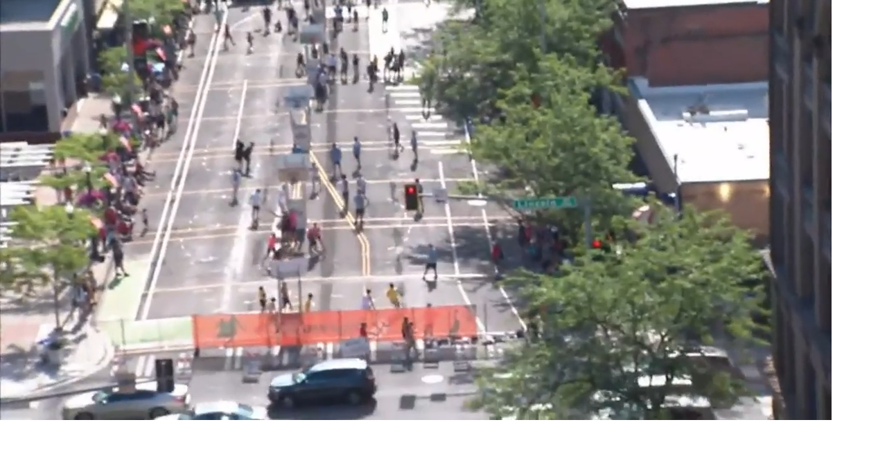 A look at the Hoopfest courts from The Spokesman-Review building ...