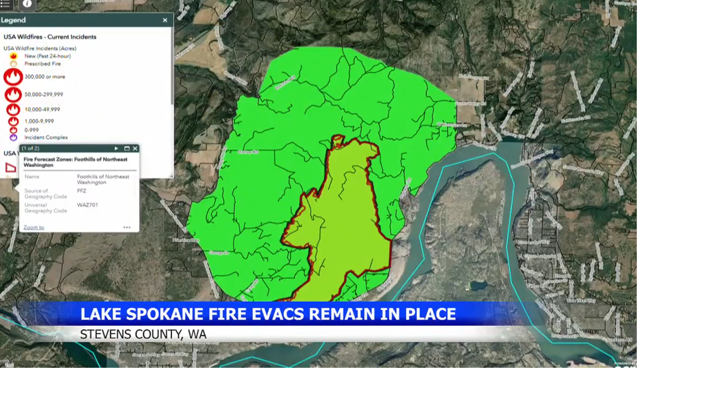 Lake Spokane Fire now over 100% contained, evacuations hold ...