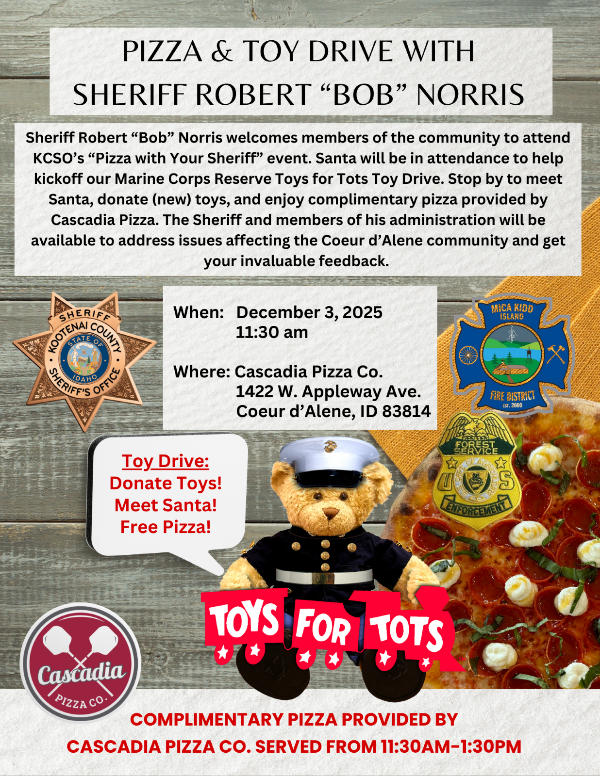 Kootenai County Sheriff hosts pizza event to open toy drive, discuss ...