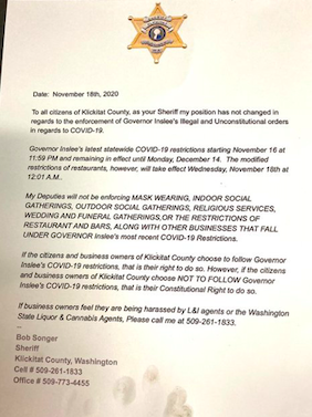 Klickitat Sheriff not enforcing new COVID restrictions | Coronavirus ...