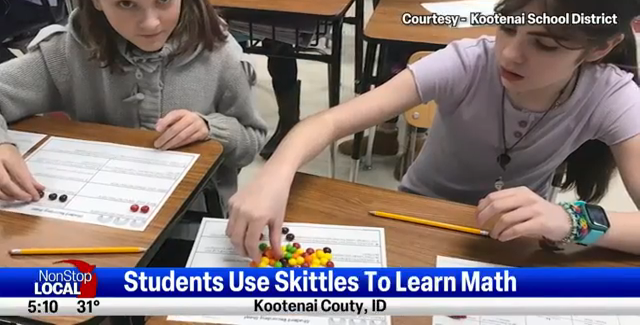 Students learn a sweet lesson, practice math skills with Skittles ...