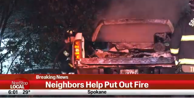 Neighbors help put out vehicle fire in Spokane | Spokane News | khq.com