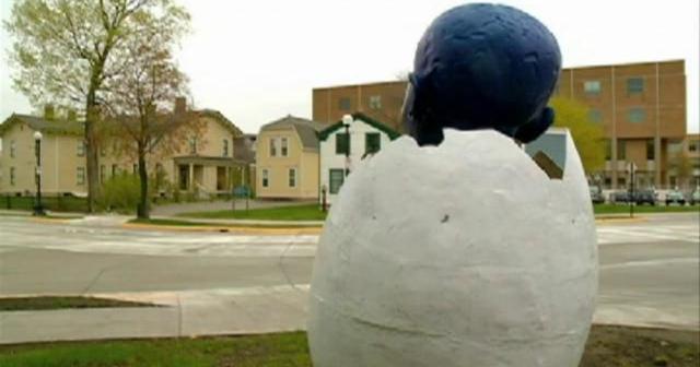 Creepy Big Blue Baby statue becomes unofficial mascot of Wisconsin town ...