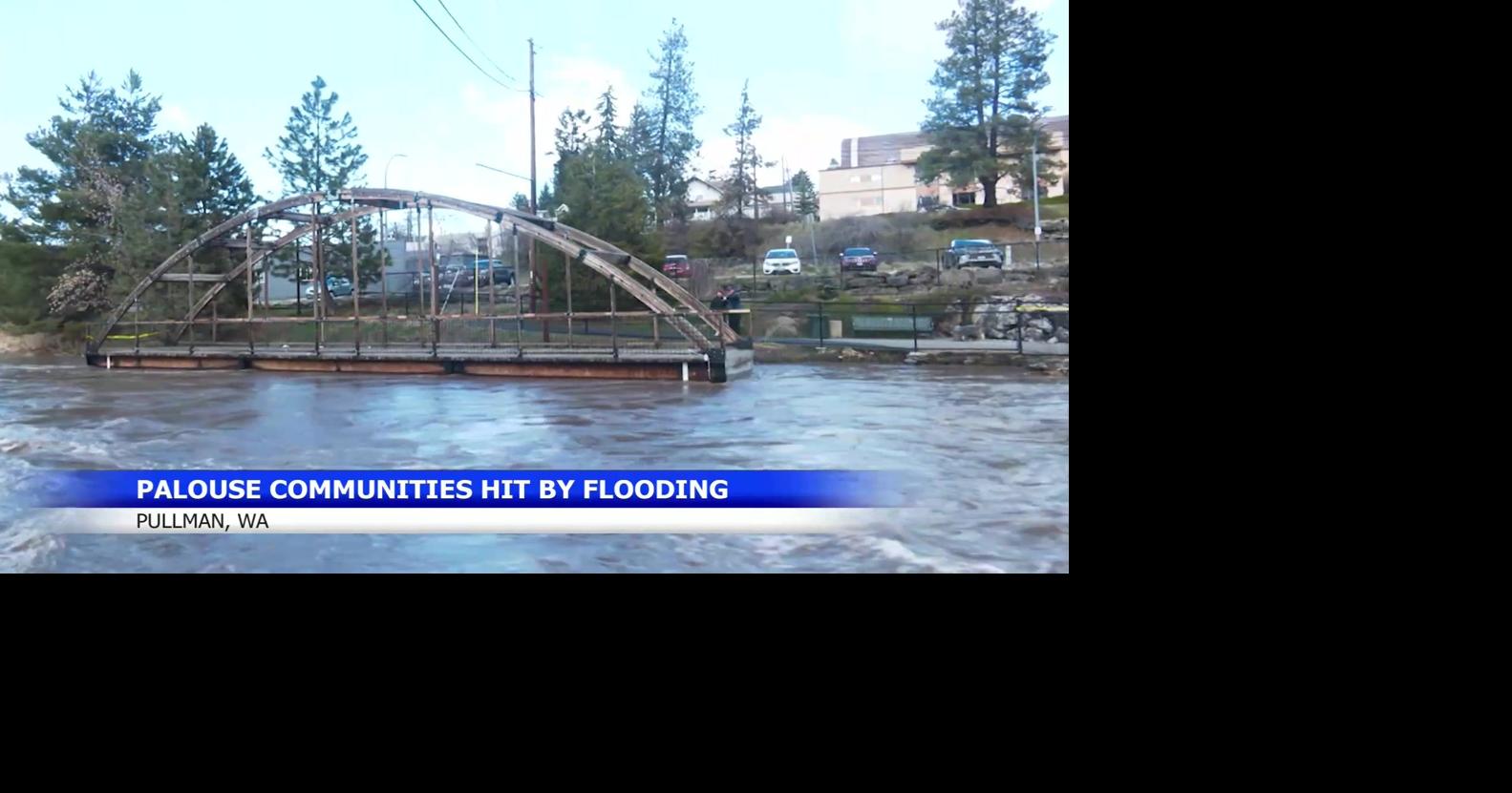 Flooding in Pullman causes Pine Street footbridge to float away ...