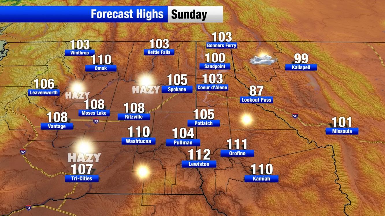 Look out for dangerously hot temperatures across the region on Sunday ...