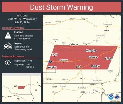 Dust storm warning issued for I-90 and US-395 near Ritzville | Weather ...