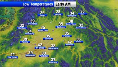 Early morning low temperatures in high 20s to mid 30s will kick off ...