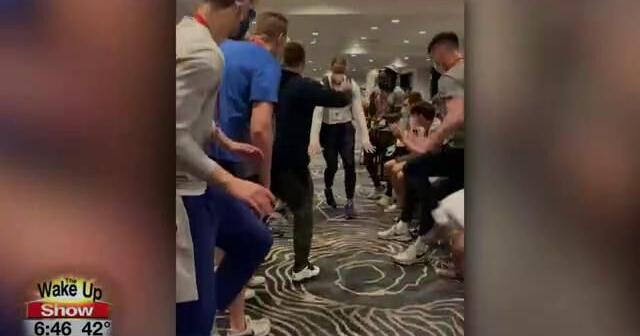 BYU's Jesse Wade gets stuck in an elevator | NCAA Tournament | khq.com