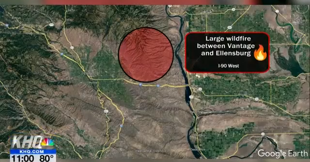 Vantage Highway Fire burning 5,000 acres in Kittitas County ...