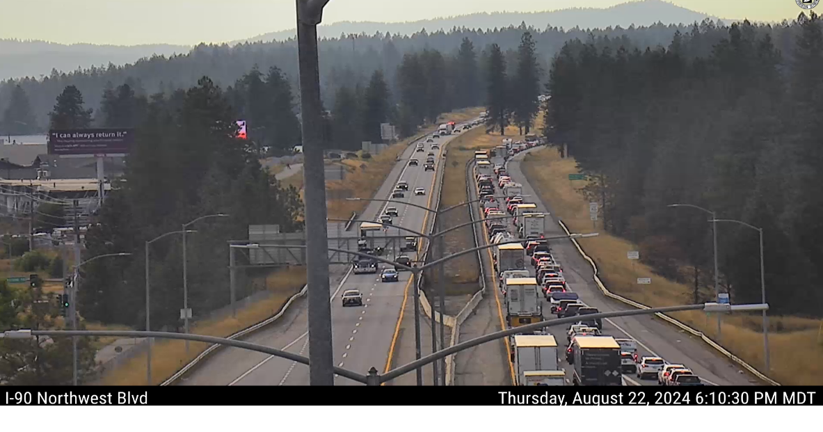Crash blocks all lanes on I-90 westbound near Coeur d’Alene causing ...