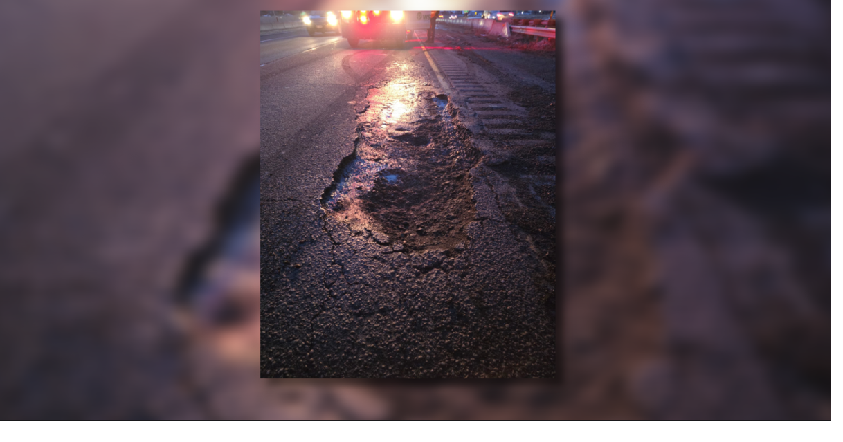 Pothole near Barker interchange on I-90 in Spokane Valley causes ...