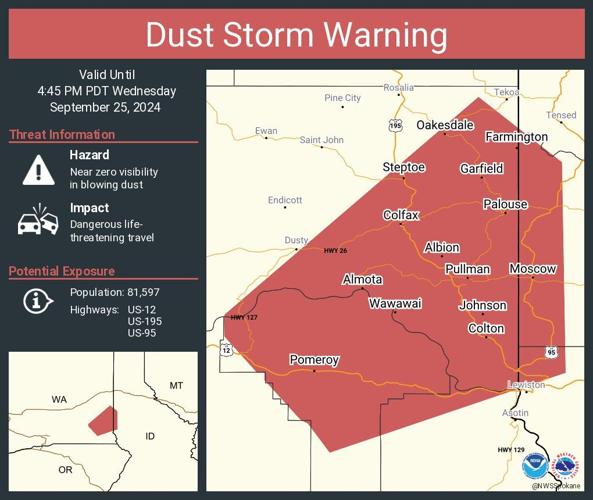 Dust storm warning issued for parts of eastern Washington state and Idaho | Spokane News | khq.com