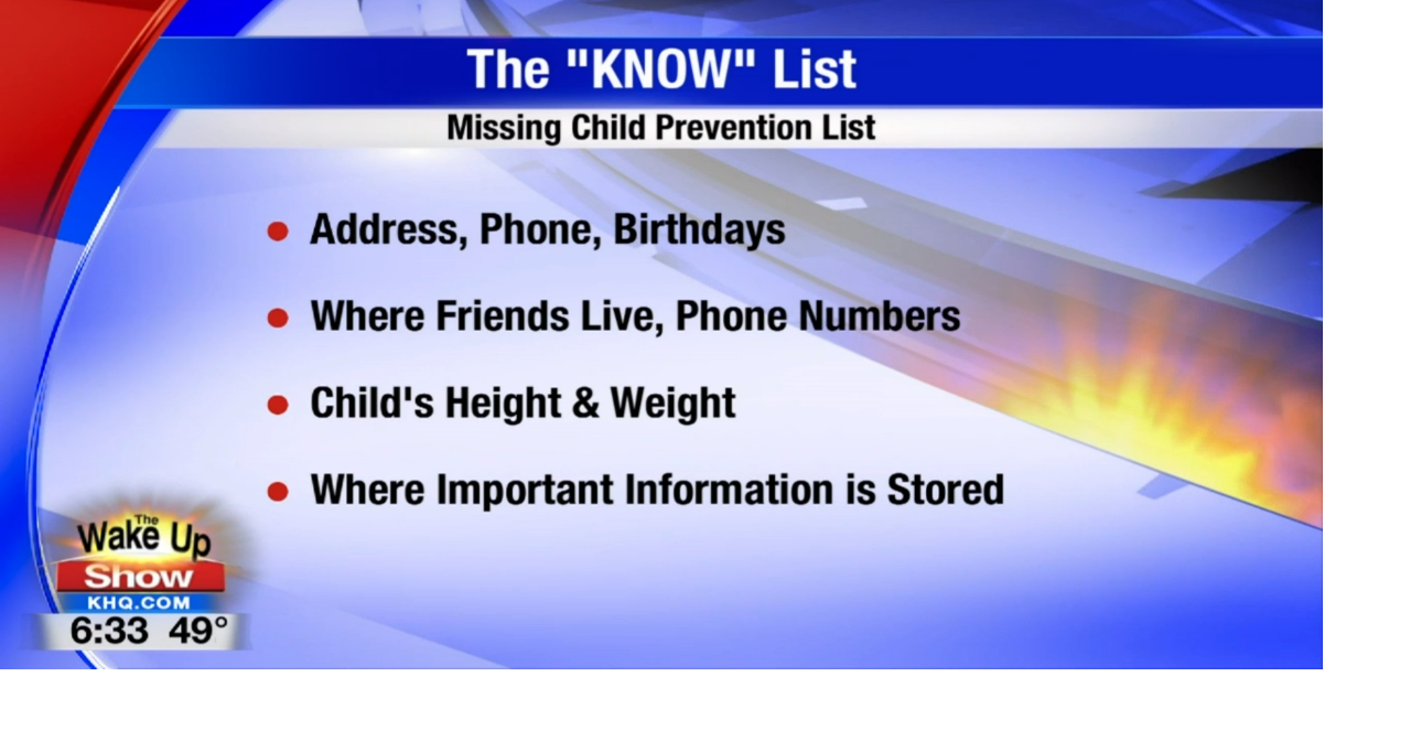 "Know" vs."No" Lists for missing child prevention | Spokane News | khq.com