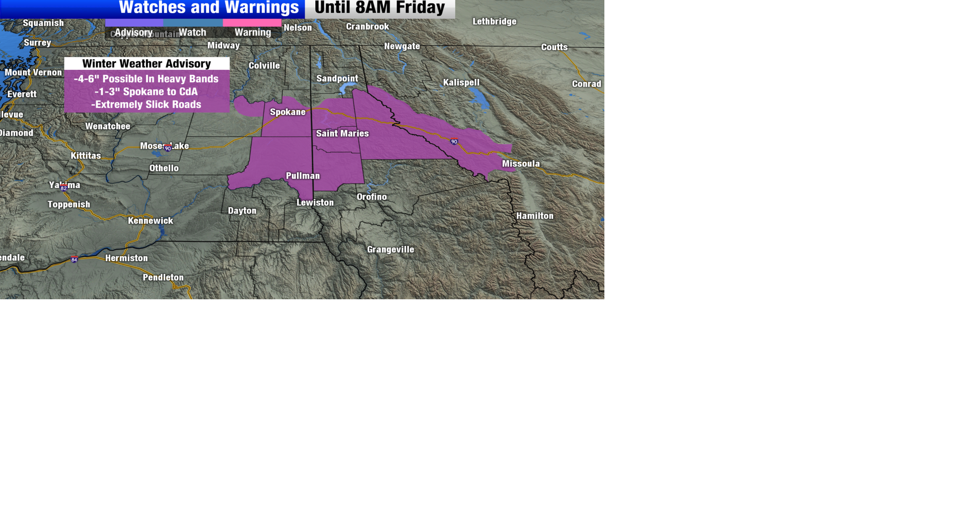 Weather Authority Alert: Snowfall Forecast Updated to 1-3" for Spokane ...
