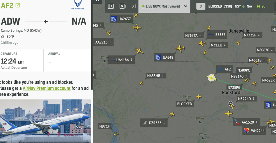 Air Force 2 in air as Butte airspace shut down for VIP movement ...